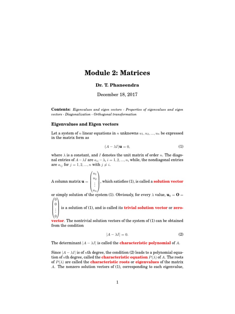 Eigenvalues To Diagonalization | PDF | Eigenvalues And Eigenvectors | Matrix (Mathematics)