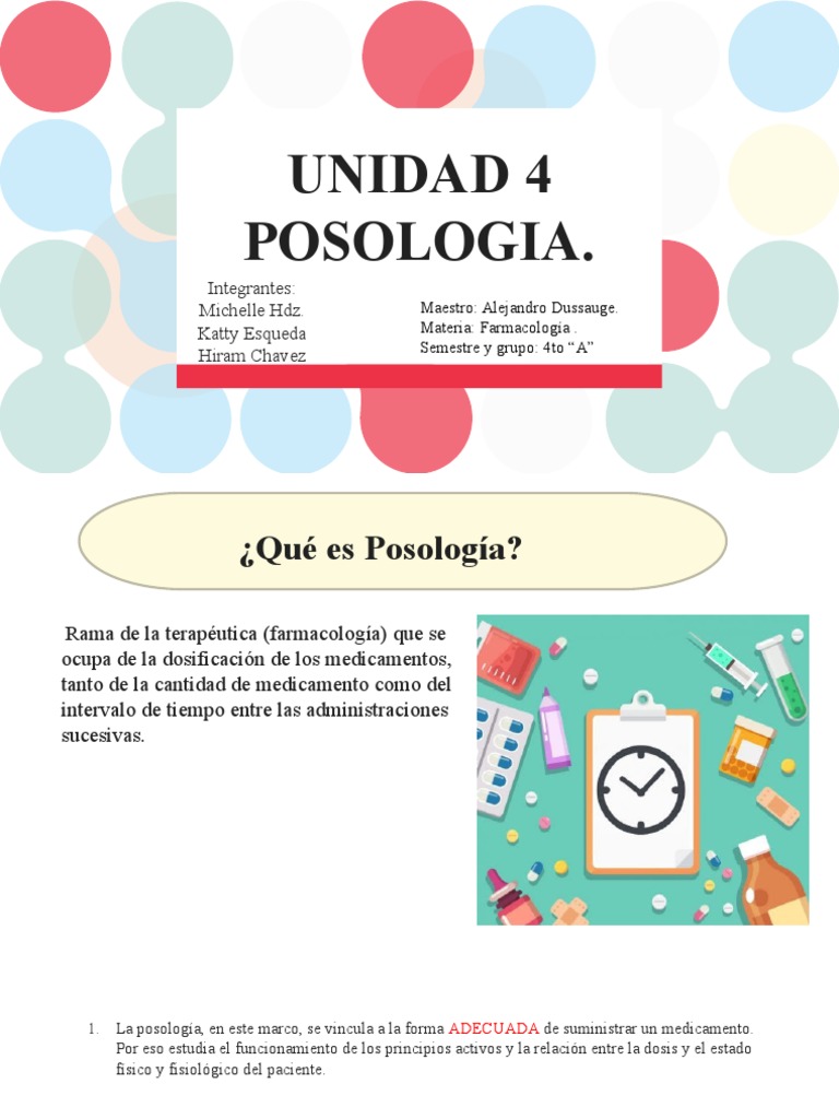 Unidad 4. Posologia Farma | PDF | Medicamentos con receta | Concentración