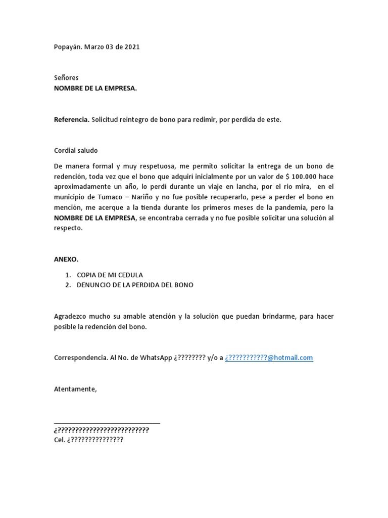 Solicitud Entrega de Bono de Redencion | PDF