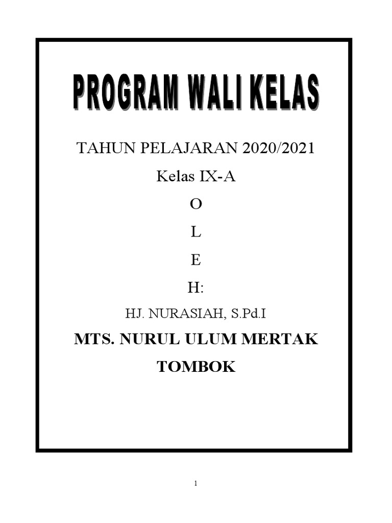 Program Wali Kelas IX A | PDF