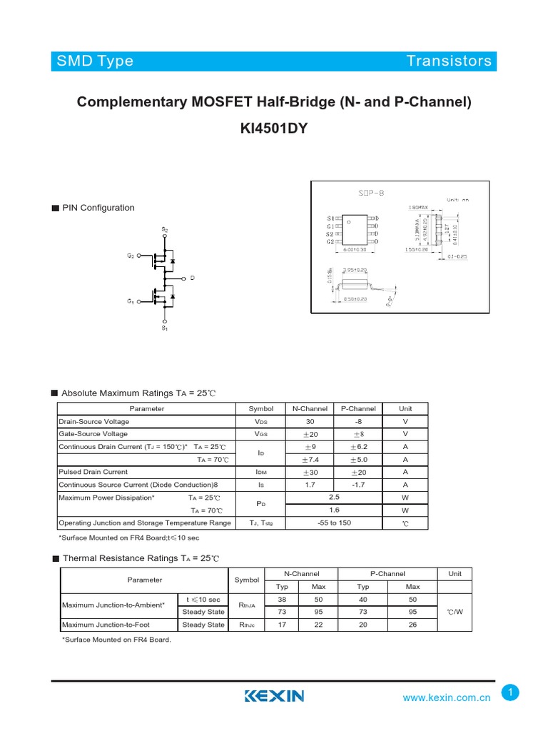 SMD Type IC SMD Type Transistors: Complementary MOSFET Half-Bridge (N ...
