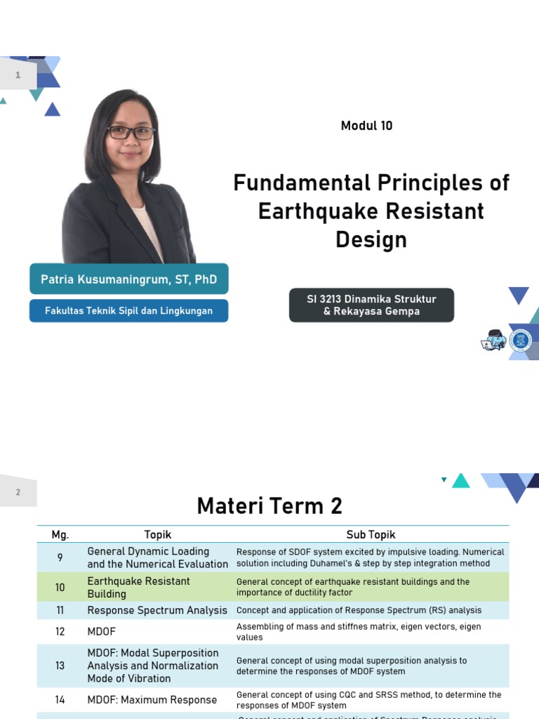 Modul 10 - Fundamental Principles of Earthquake Resistant Design | PDF ...