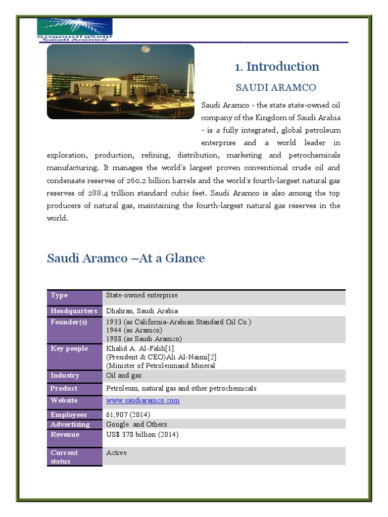 Saudi Aramco: Type Headquarters Founder(s) | PDF | Petroleum | Price Of Oil