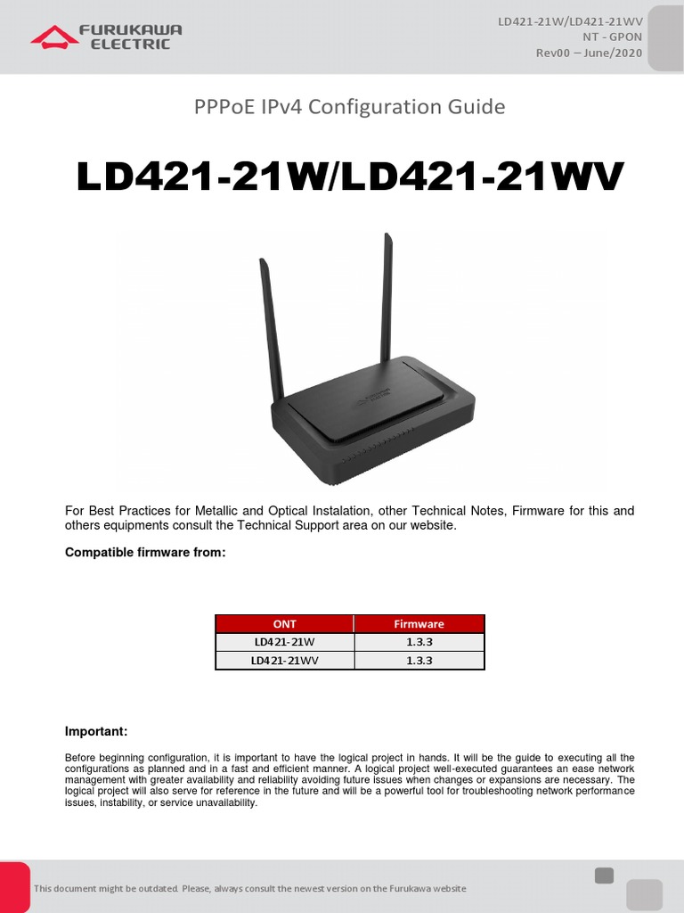 NT - LD421-21W and LD421-21WV - PPPoE IPv4 Configuration Guide | PDF ...