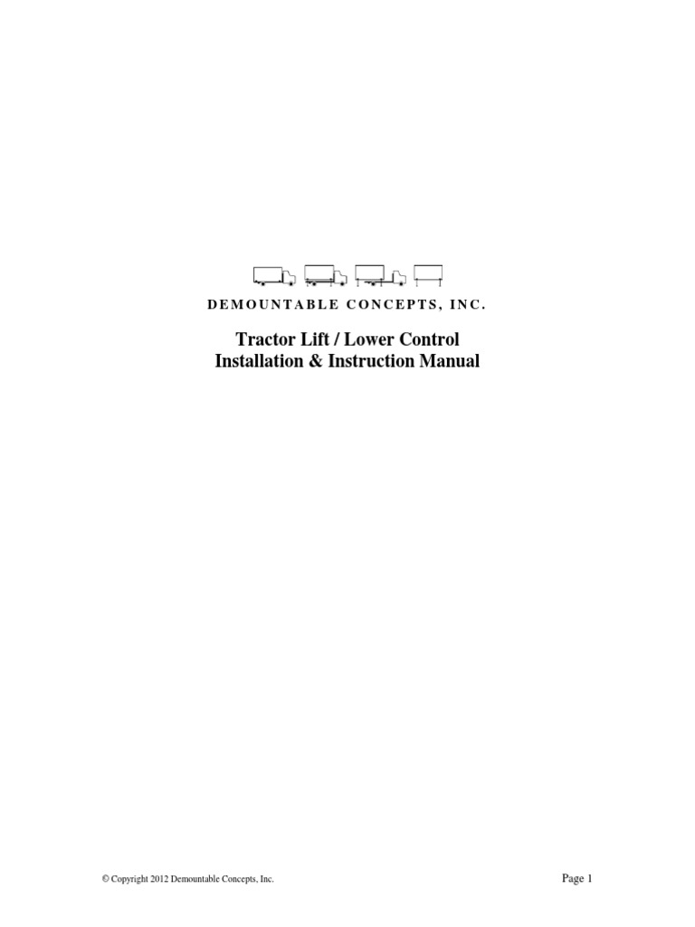 Tractor Lift / Lower Control Installation & Instruction Manual | PDF ...