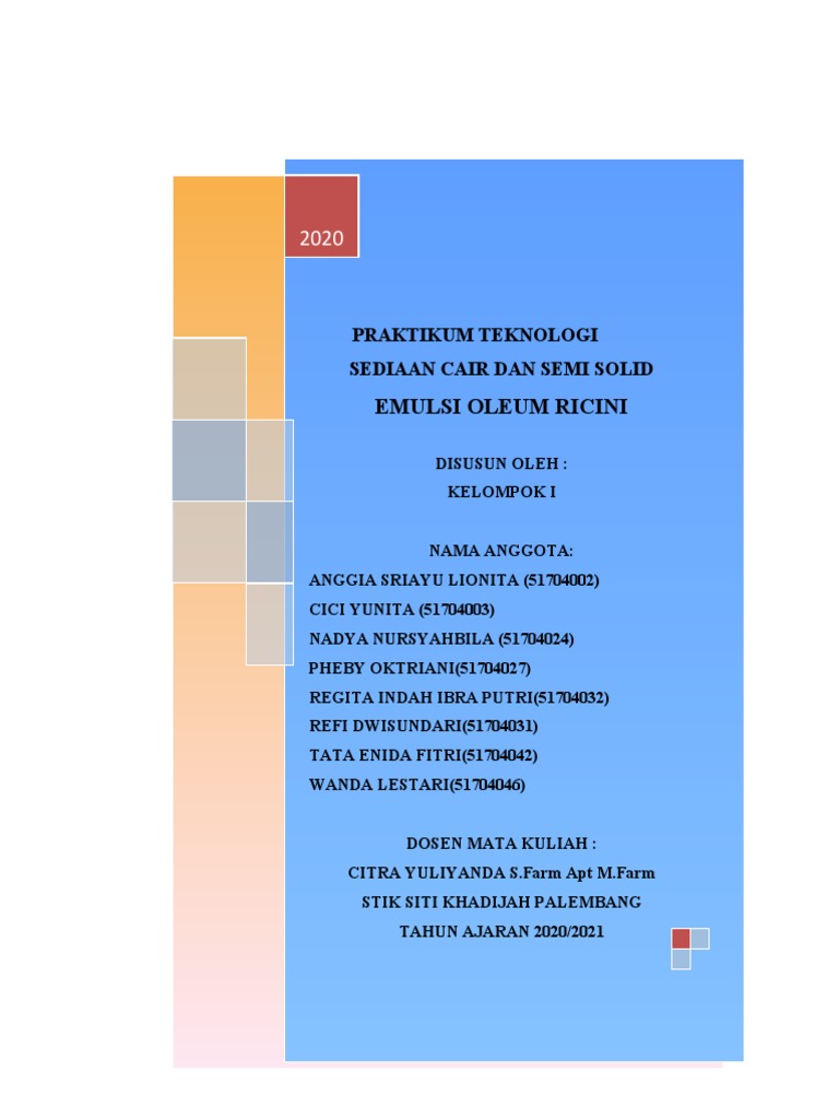 Emulsi Oleum Ricini - Kel 1 - Vii.a | PDF