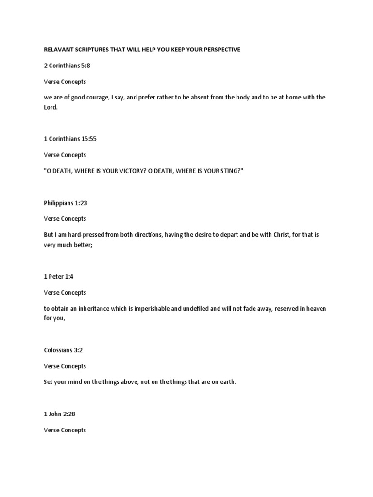 Scriptures About Eternal Perspectives | PDF | Glory (Religion) | Salvation