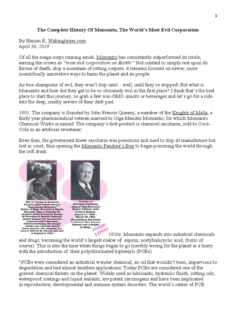 The Complete History of Monsanto | PDF | Monsanto | Polychlorinated ...