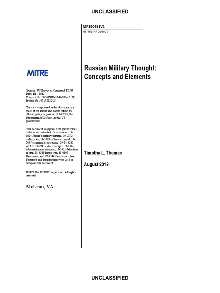 PR 19 1004 Russian Military Thought Concepts Elements | PDF ...