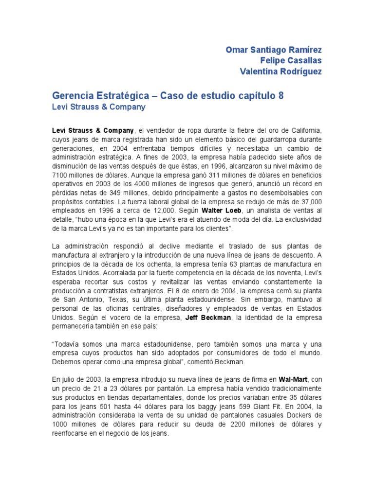 Caso Levi Strauss-1 | PDF | Pantalones | Producto (Negocio)