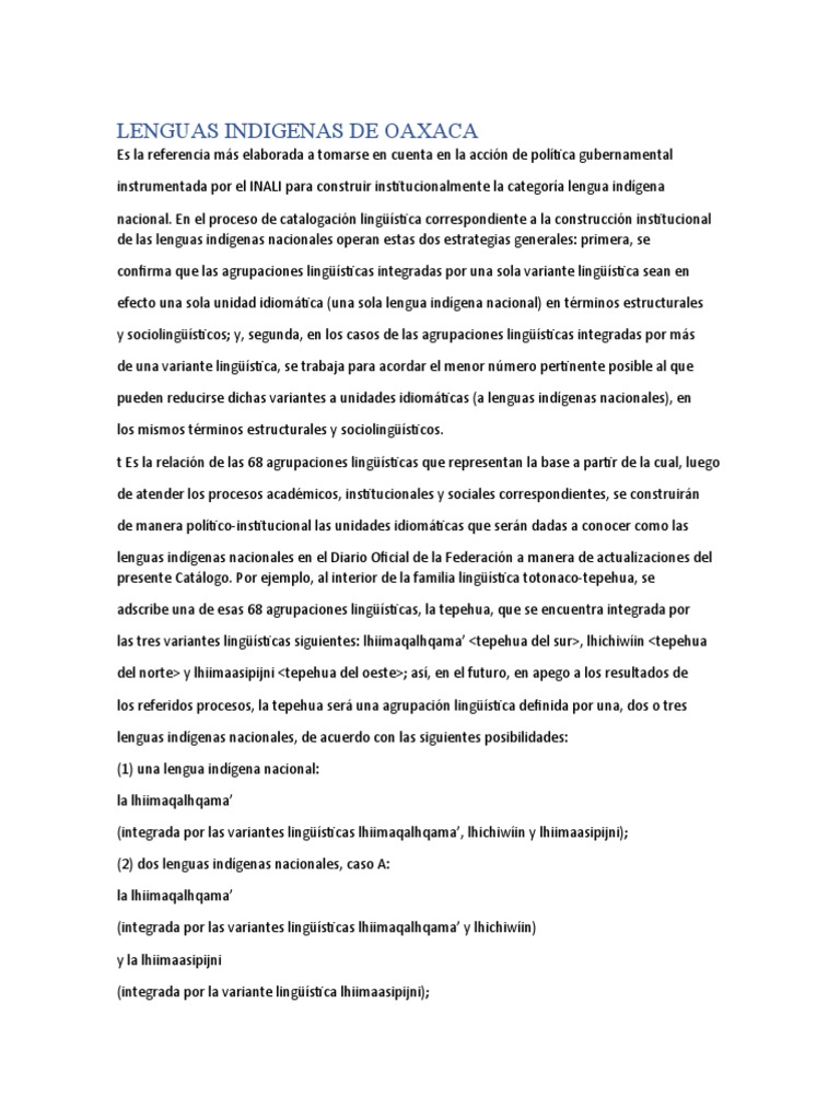 Lenguas Indigenas de Oaxaca | PDF | Lingüística | México