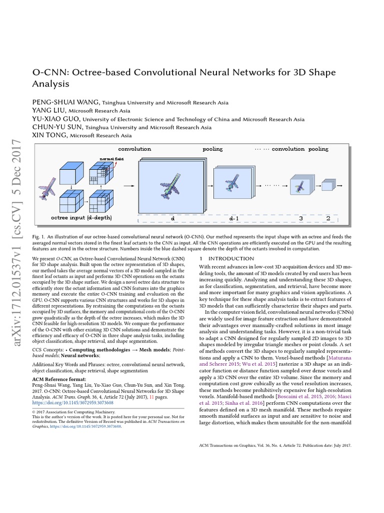 O-CNN: Octree-Based Convolutional Neural Networks For 3D Shape Analysis | PDF | 3 D Computer ...