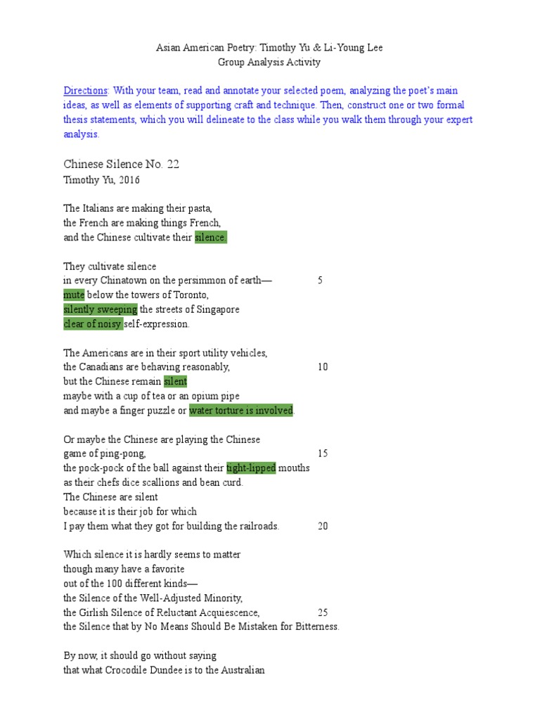 Asian American Poetry | PDF