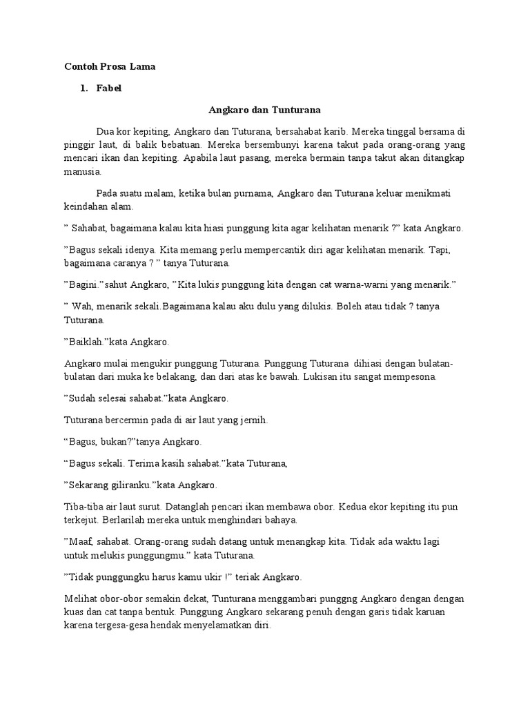 Contoh Prosa Lama | PDF