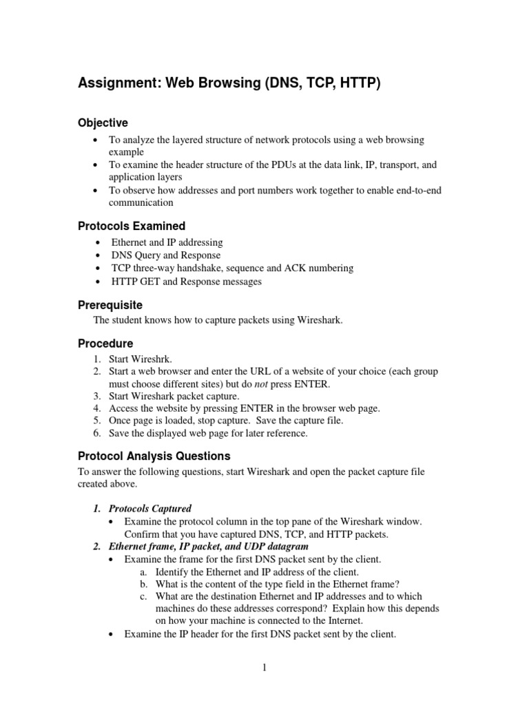 Assignment Wireshark | PDF | Transmission Control Protocol | Internet ...