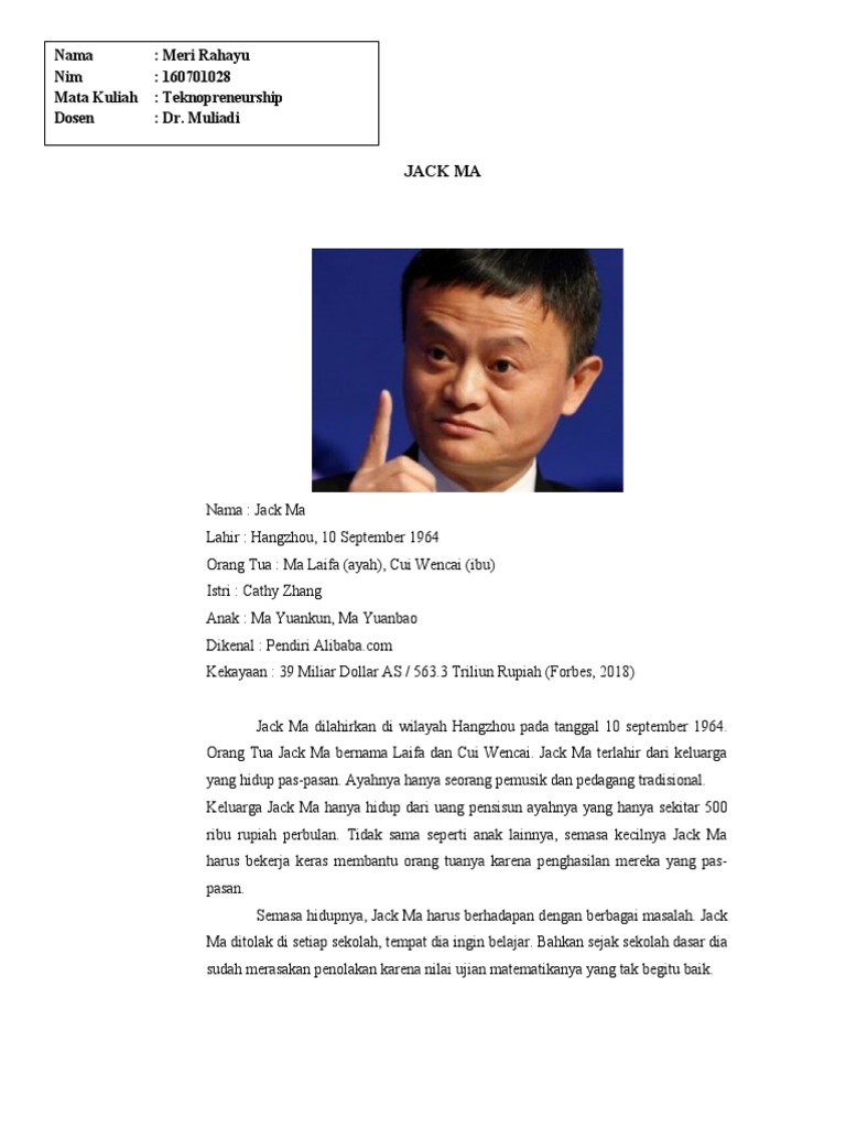 Kisah Hidup Jack Ma dan Keluarganya | PDF