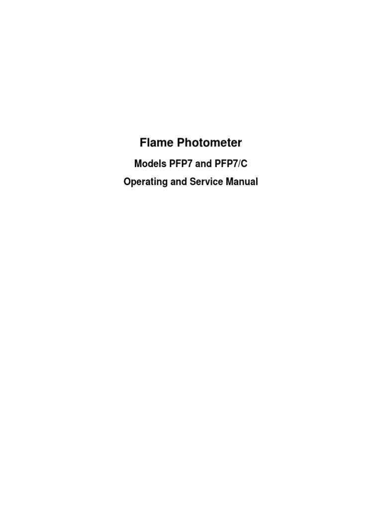 Flame Photometer: Models PFP7 and PFP7/C Operating and Service Manual ...