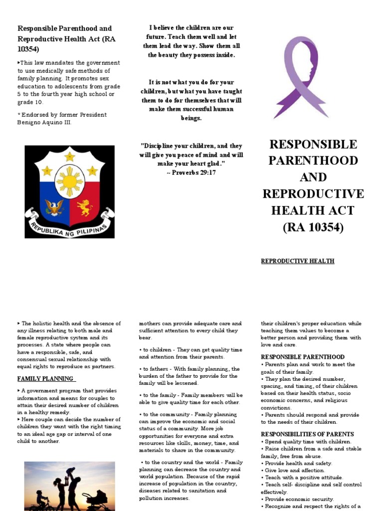 Responsible Parenthood AND Reproductive Health Act (RA 10354) | PDF ...