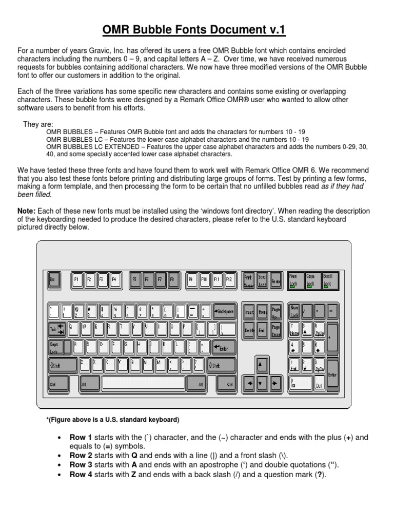 OMR_BUBBLE_FONT_document_v1 | Typefaces | Computer Keyboard