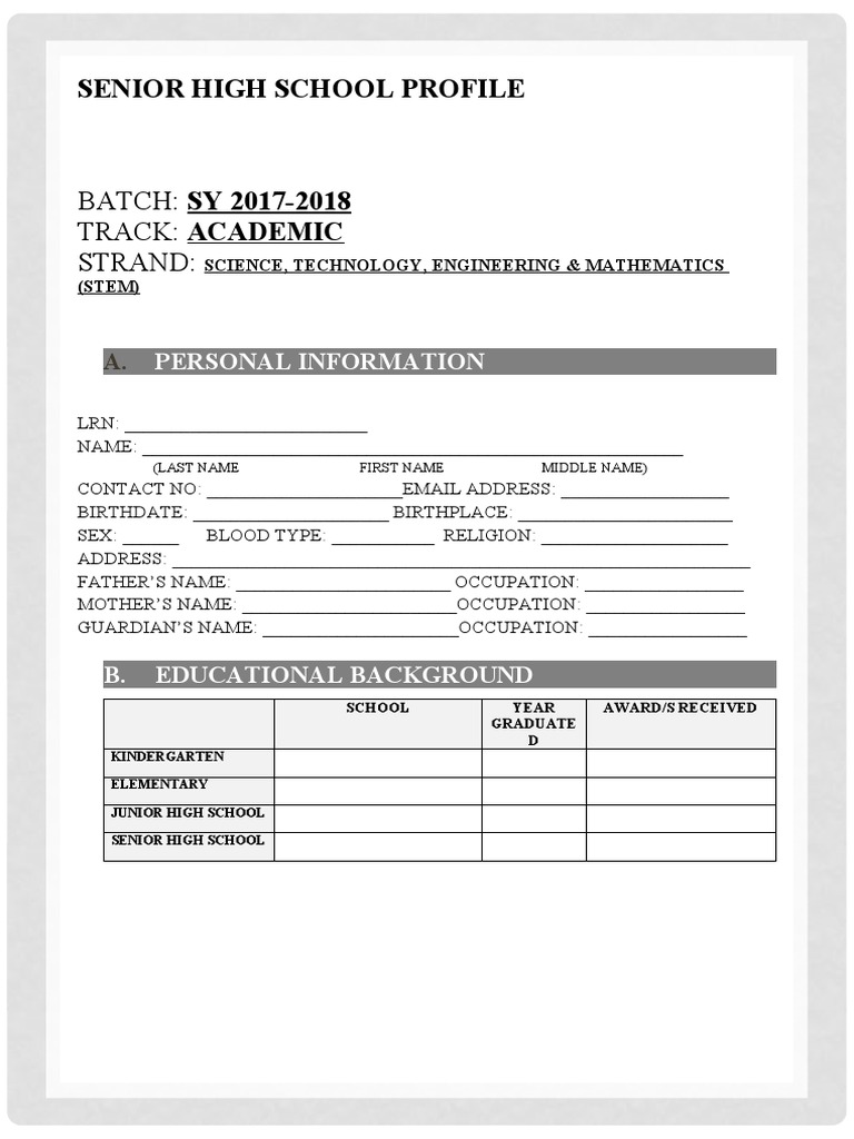 Senior High School Profile | PDF