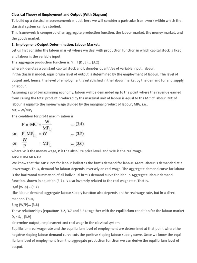 Classical Theory of Employment and Output | PDF | Labour Economics | Demand