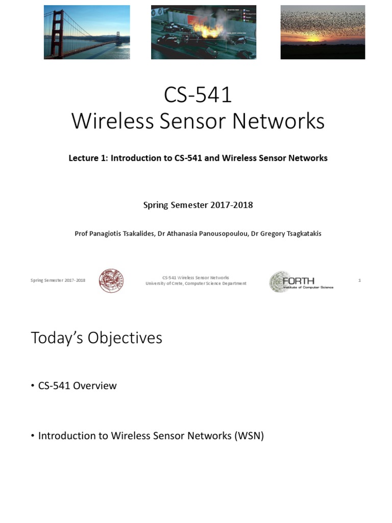 Lecture 1: Introduction To CS-541 and Wireless Sensor Networks | PDF ...