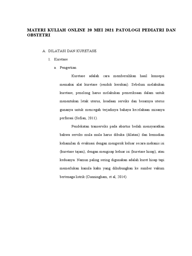 Prosedur Kuretase dan Laparotomi Obstetri | PDF