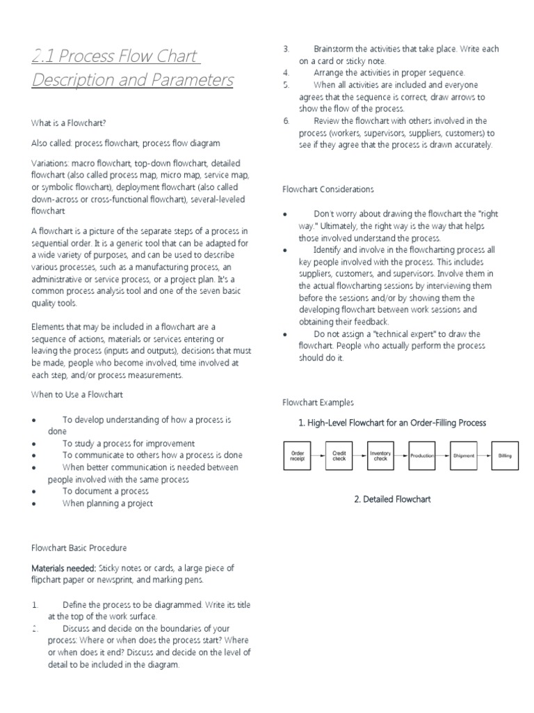 MODULE 2 - Process Flow Chart Description and Parameters | PDF ...