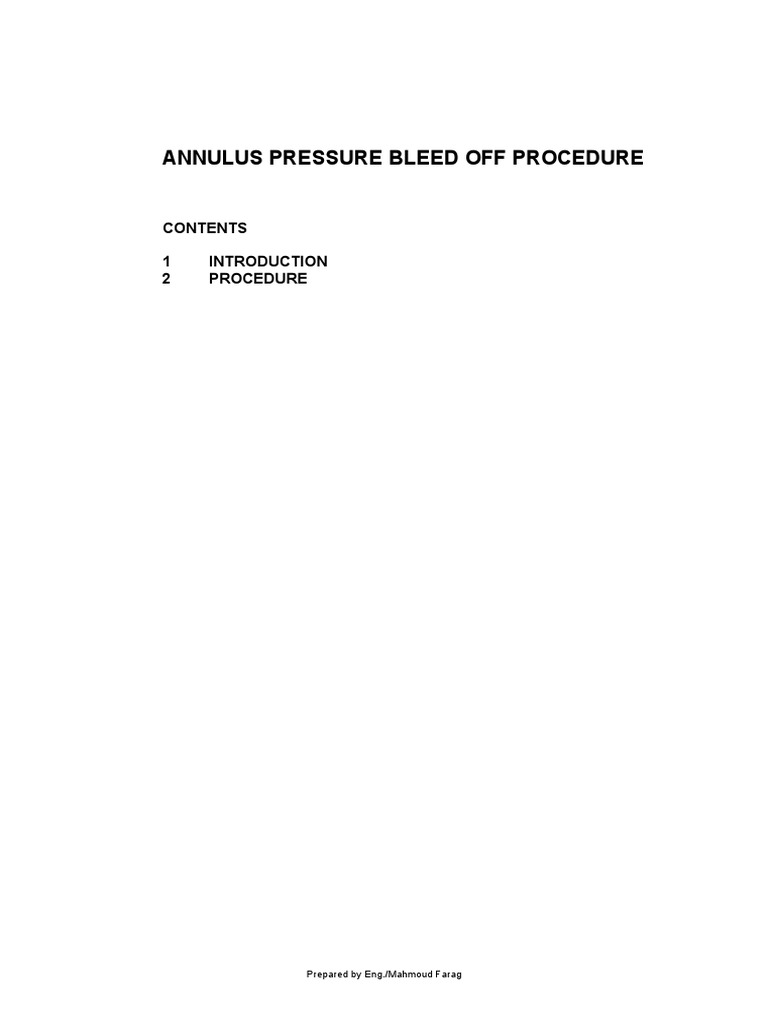 Annulus Pressure Bleed Off Procedure | PDF | Mechanical Engineering ...