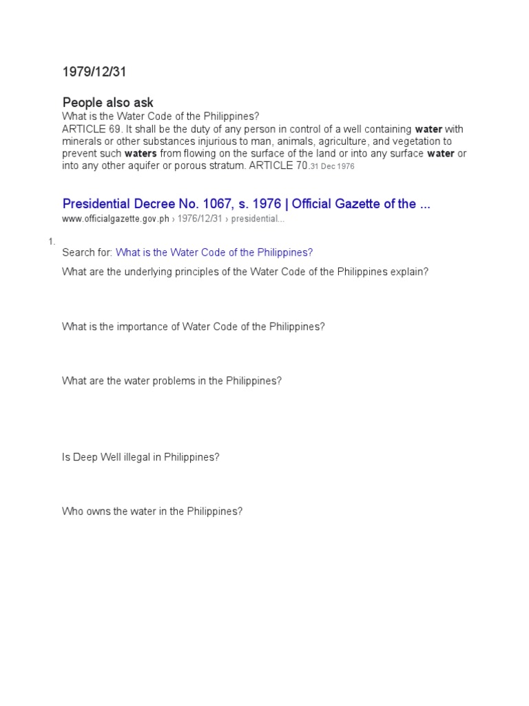 1979/12/31 People Also Ask: Presidential Decree No. 1067, S. 1976 - Official Gazette of The ...