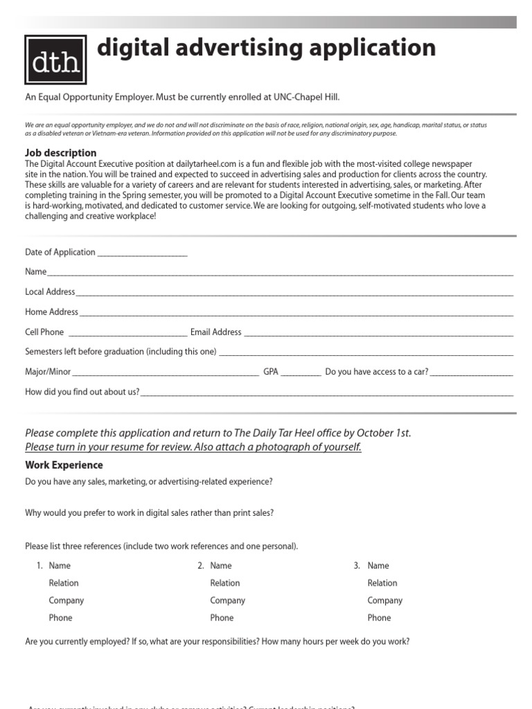 Digital Advertising Application Form | PDF | Advertising | Equal ...