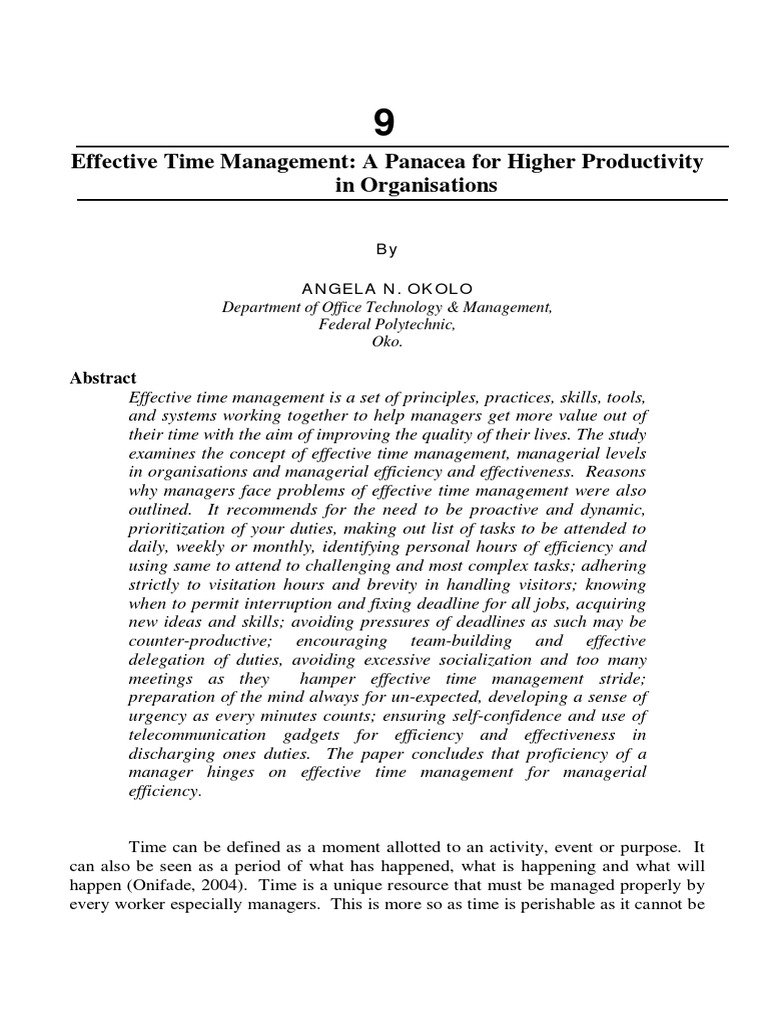 Effective Time Management | PDF | Time Management | Professional Skills