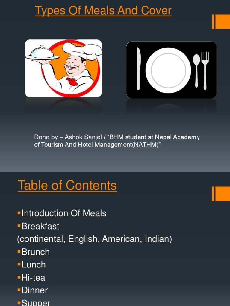 Types of Hotel Breakfast Setups | PDF | Meal | Tableware
