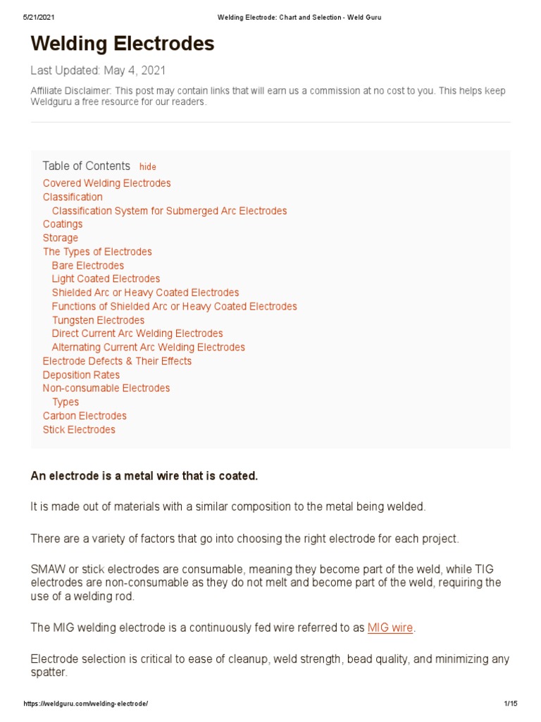 Welding Electrode Complete Guide (Includes Charts) | Download Free PDF ...