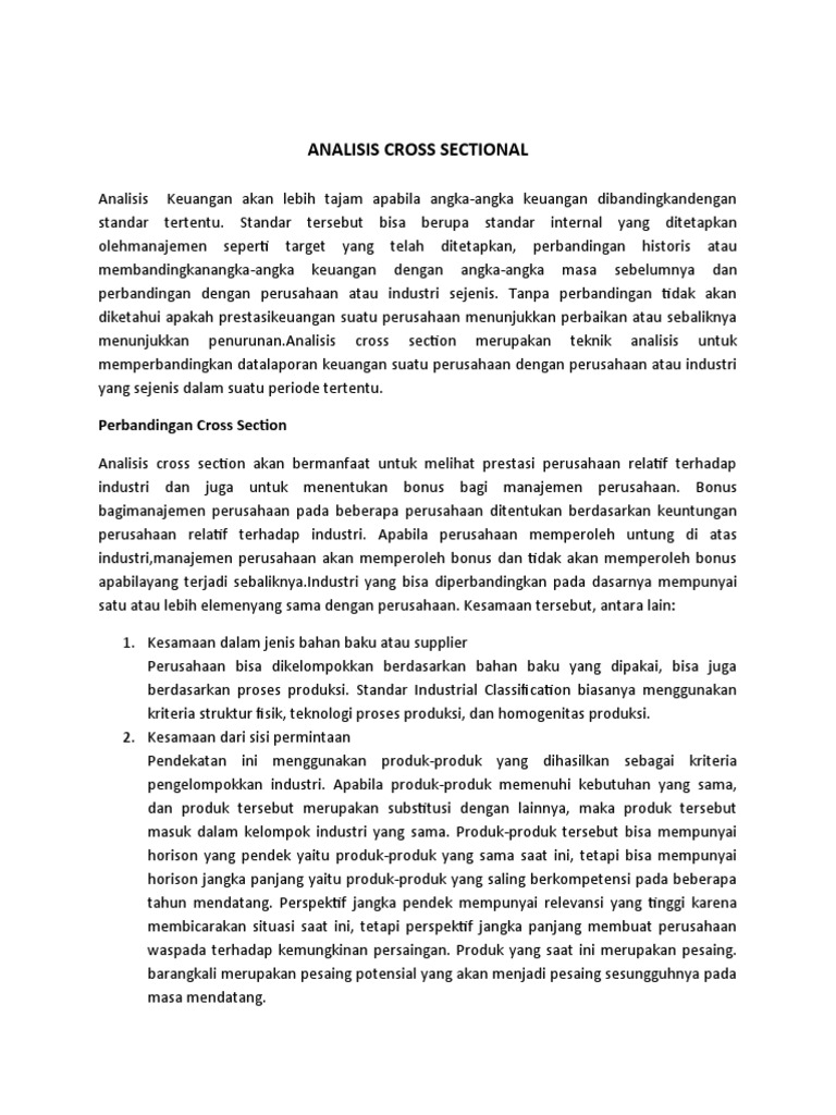 Analisis Cross SECTIONAL | PDF