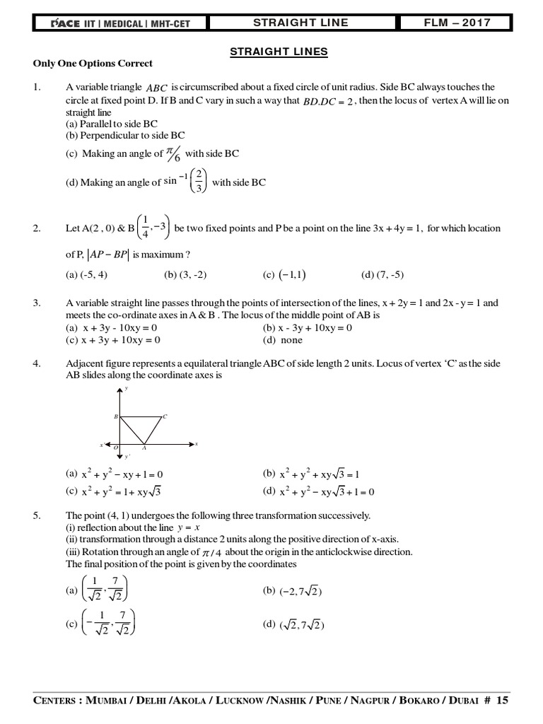 PACE Final Lap (Co-Ordinate Geometry) | PDF | Triangle | Circle