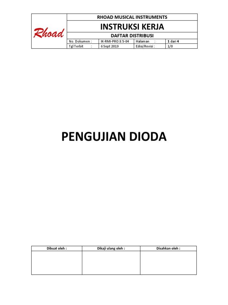 Testing Procedures for Diodes at Rhoad Musical Instruments | PDF
