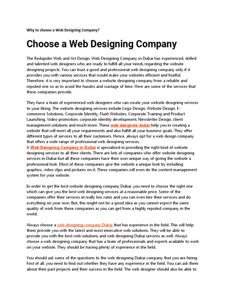Why To Choose A Web Designing Company | PDF | Web Design | Marketing