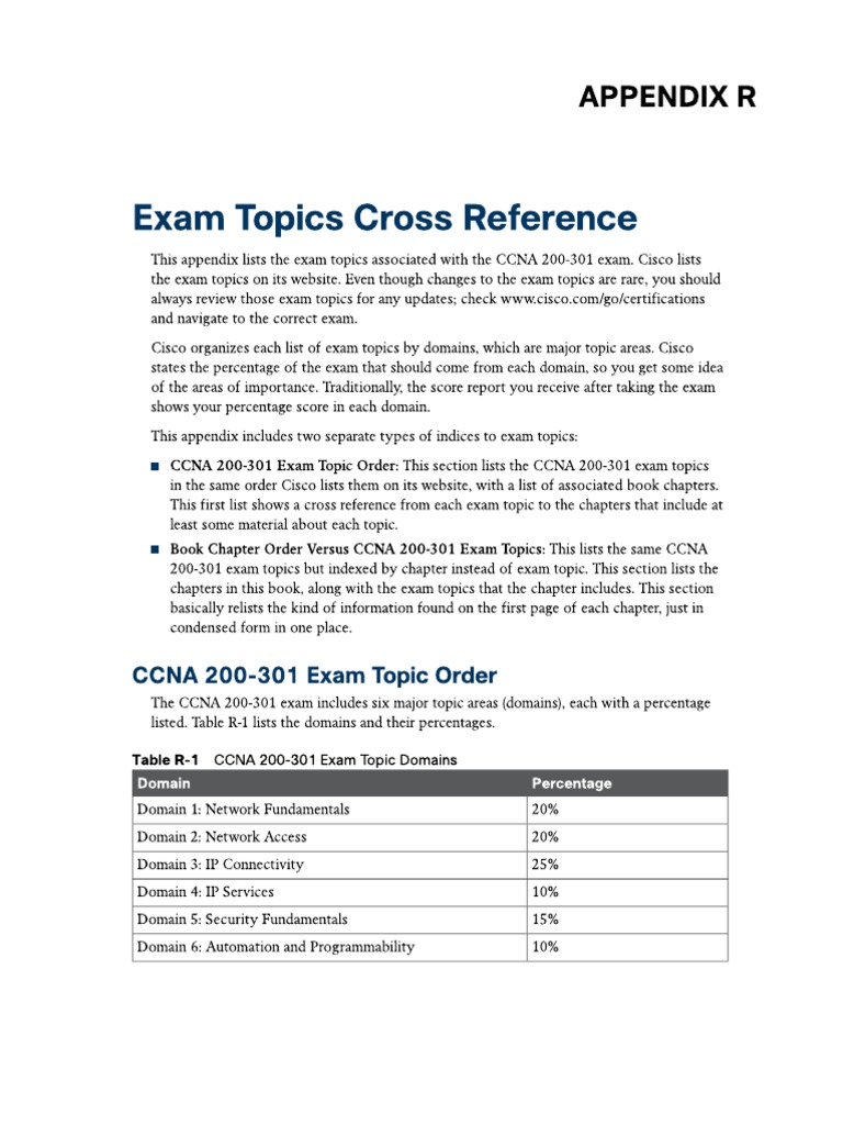 Exam Topic V1 Cross-Reference CCNA 200-301 - Official Cert Guide | PDF