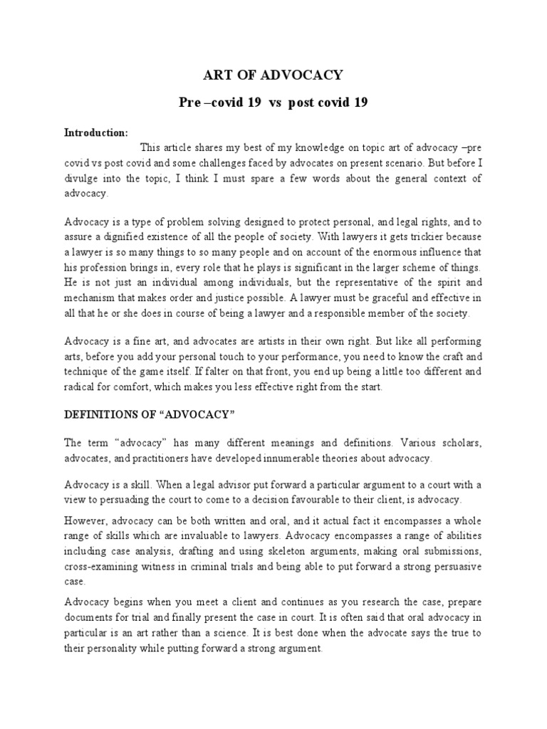 Art of Advocacy | PDF | Advocacy | Advocate