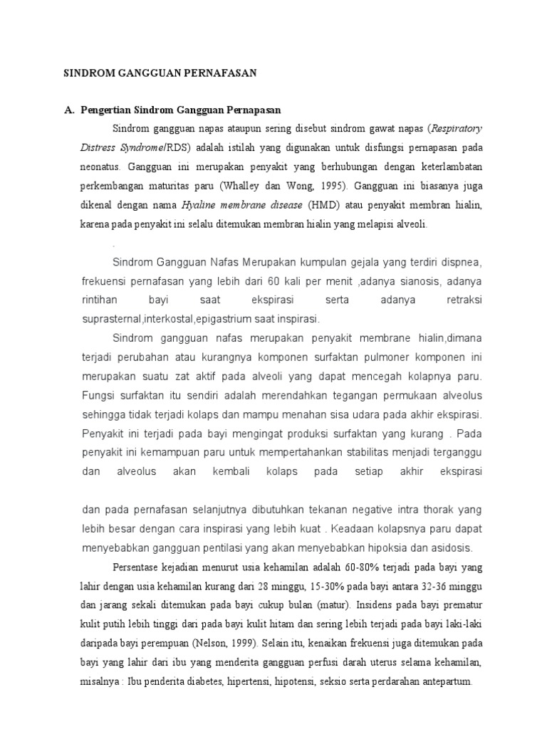 Sindrom Gangguan Pernapasan Neonatus | PDF