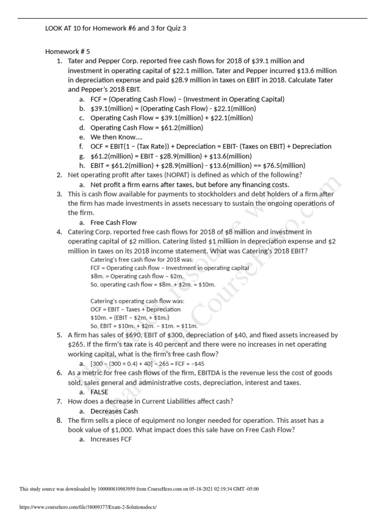 Exam 2 Solutions | PDF