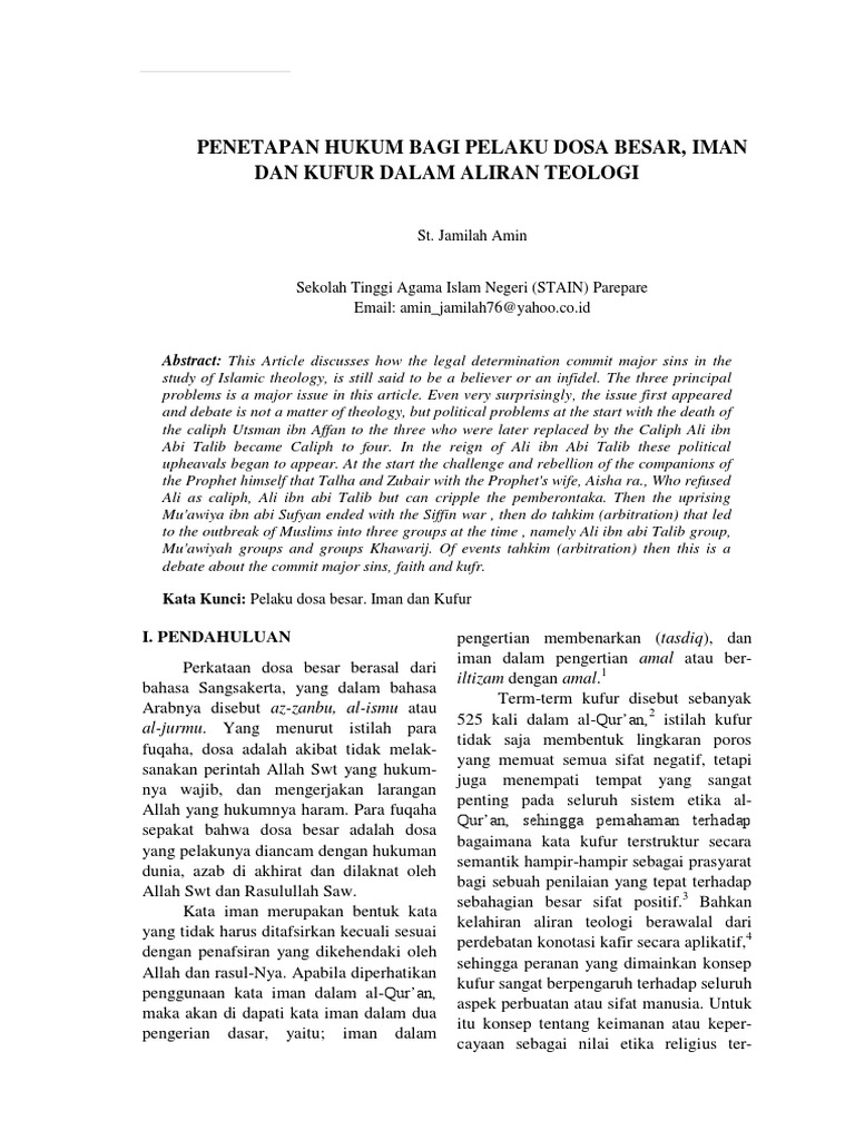 Penetapan Hukum Bagi Pelaku Dosa Besar I 5a57b1f4 | PDF