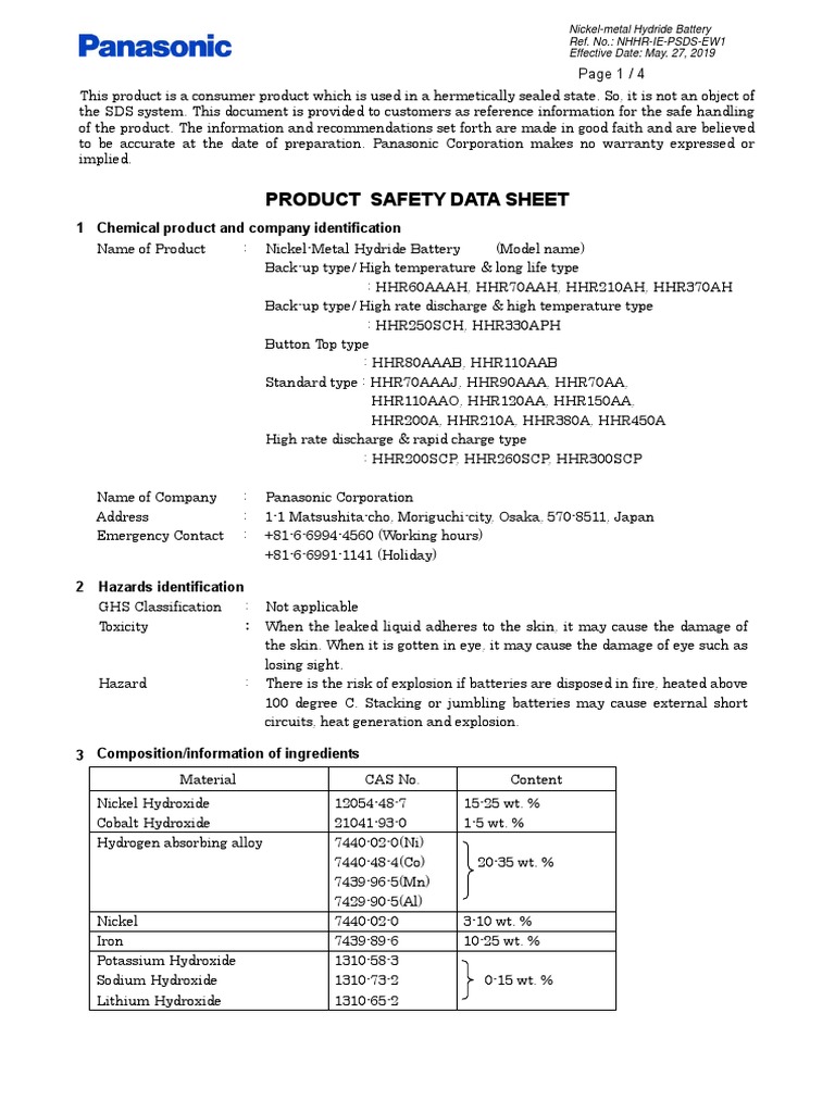 WSM 8x7x - MSDS 2019 | PDF | Dangerous Goods | Nickel