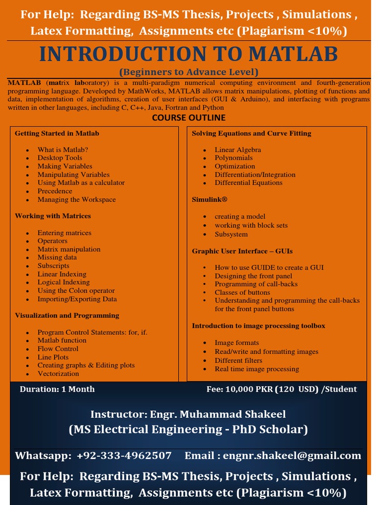 Introduction To Matlab: (Beginners To Advance Level) | PDF | Matlab ...