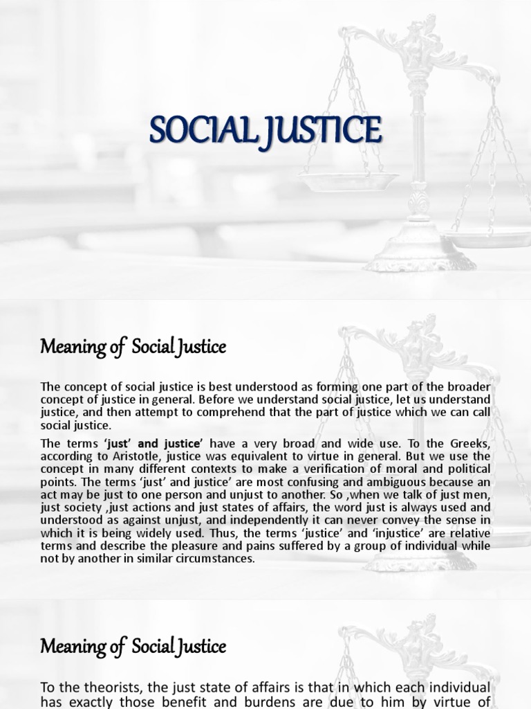 Understanding the Concept and Principles of Social Justice | PDF ...