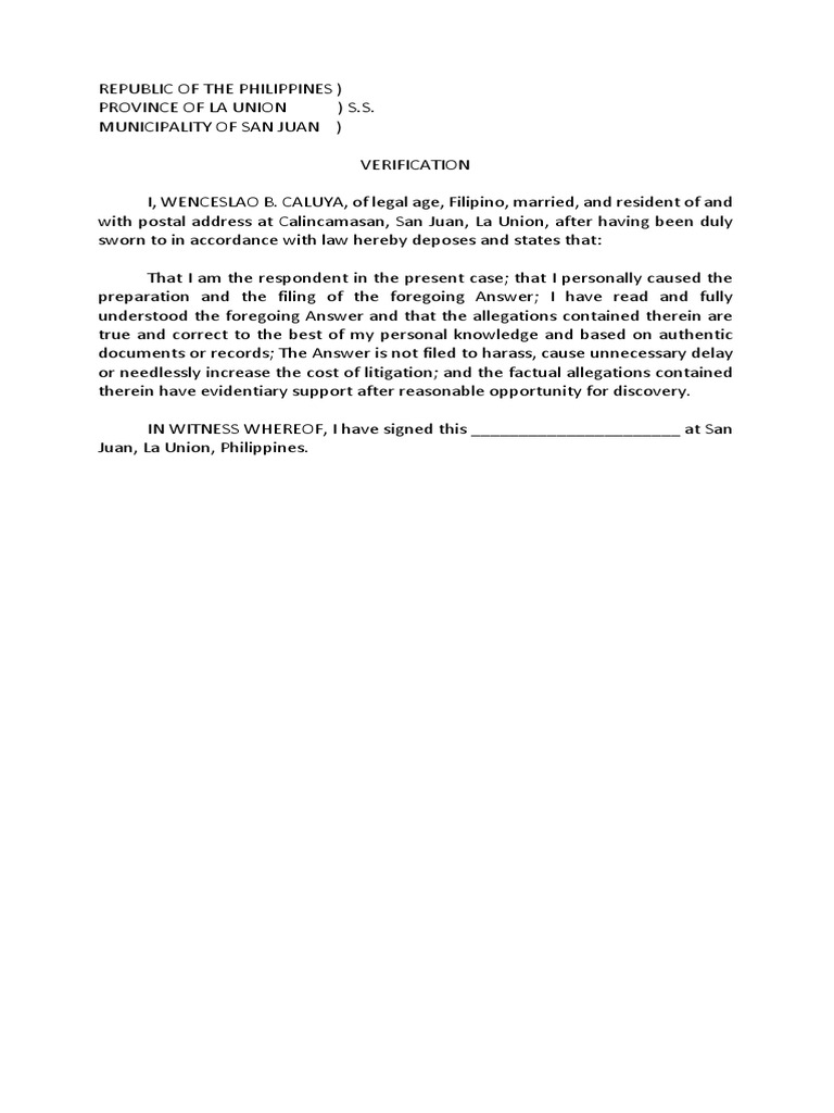 Verification of Administrative Case | PDF | Lawsuit | Justice