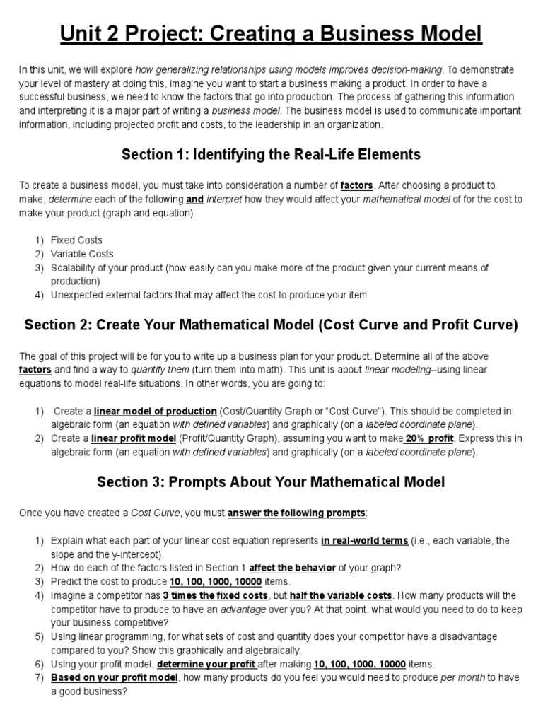 Business Model Project Guide | PDF | Mathematical Model | Equations