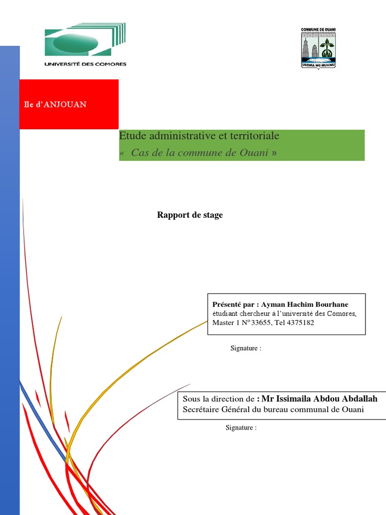 Rapport de stage à la Mairie de Ouani | PDF | Communes de France ...