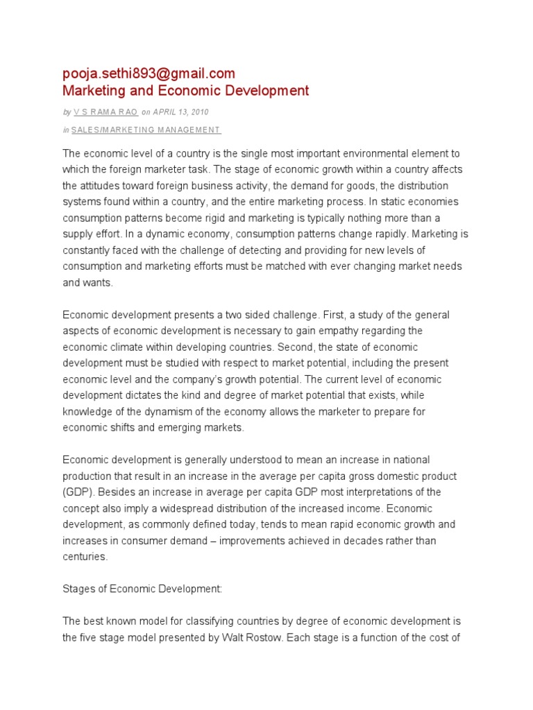 Marketing in Economic Development | PDF | Economic Growth | Economic ...
